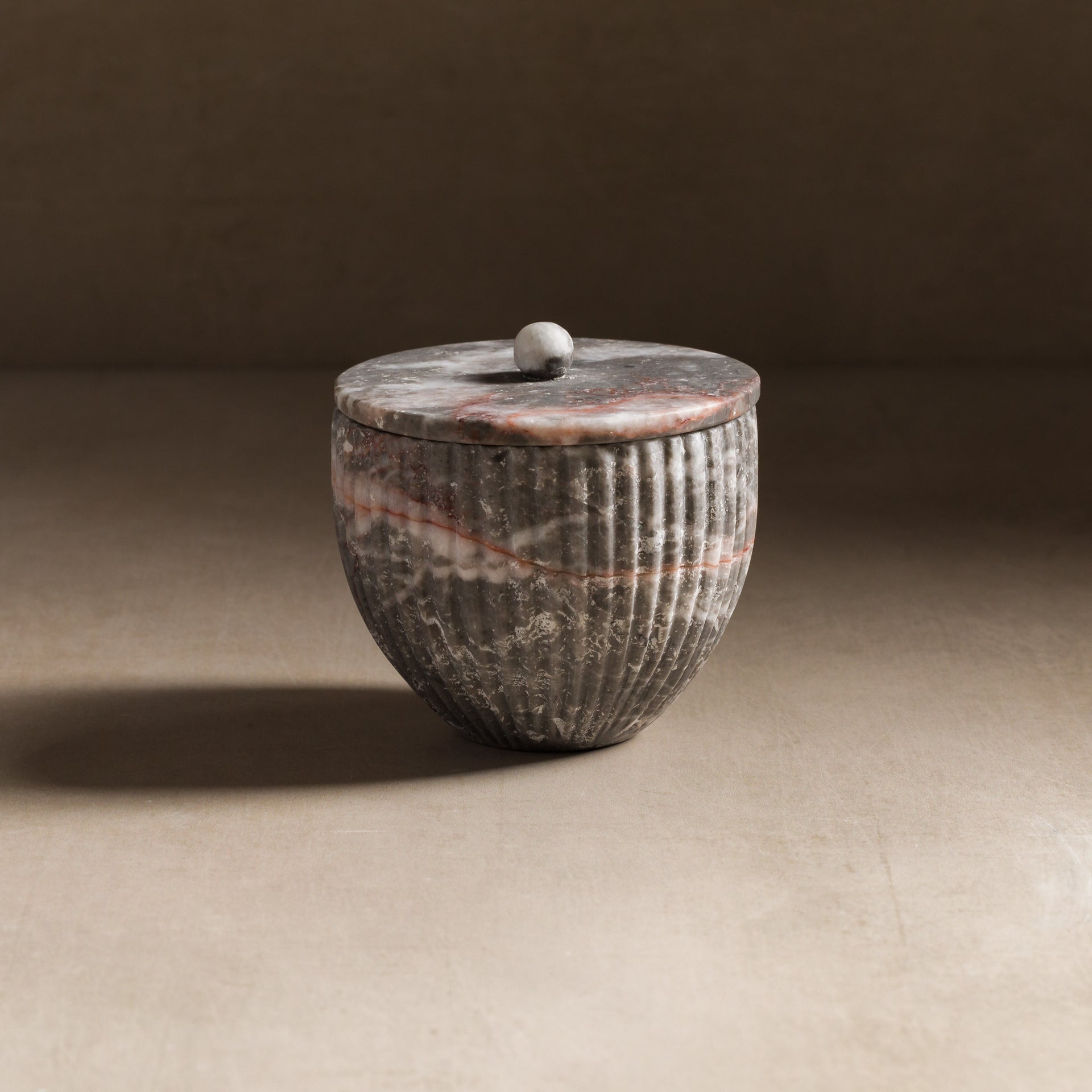 Luna Ribbed Container - Grey Marble - Studio H Collection