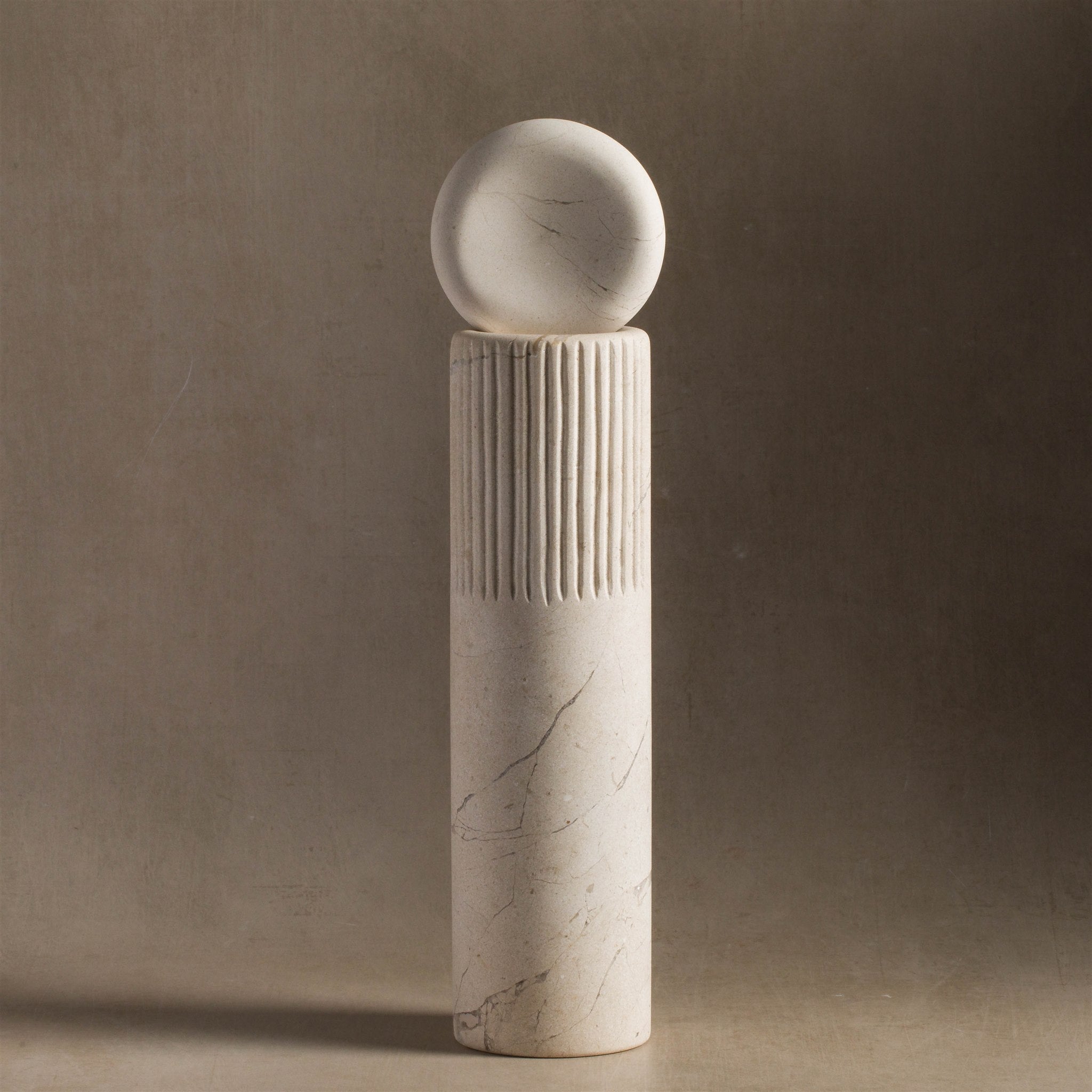 Atlas Totem Sculpture - Large / Cream Limestone - Studio H Collection