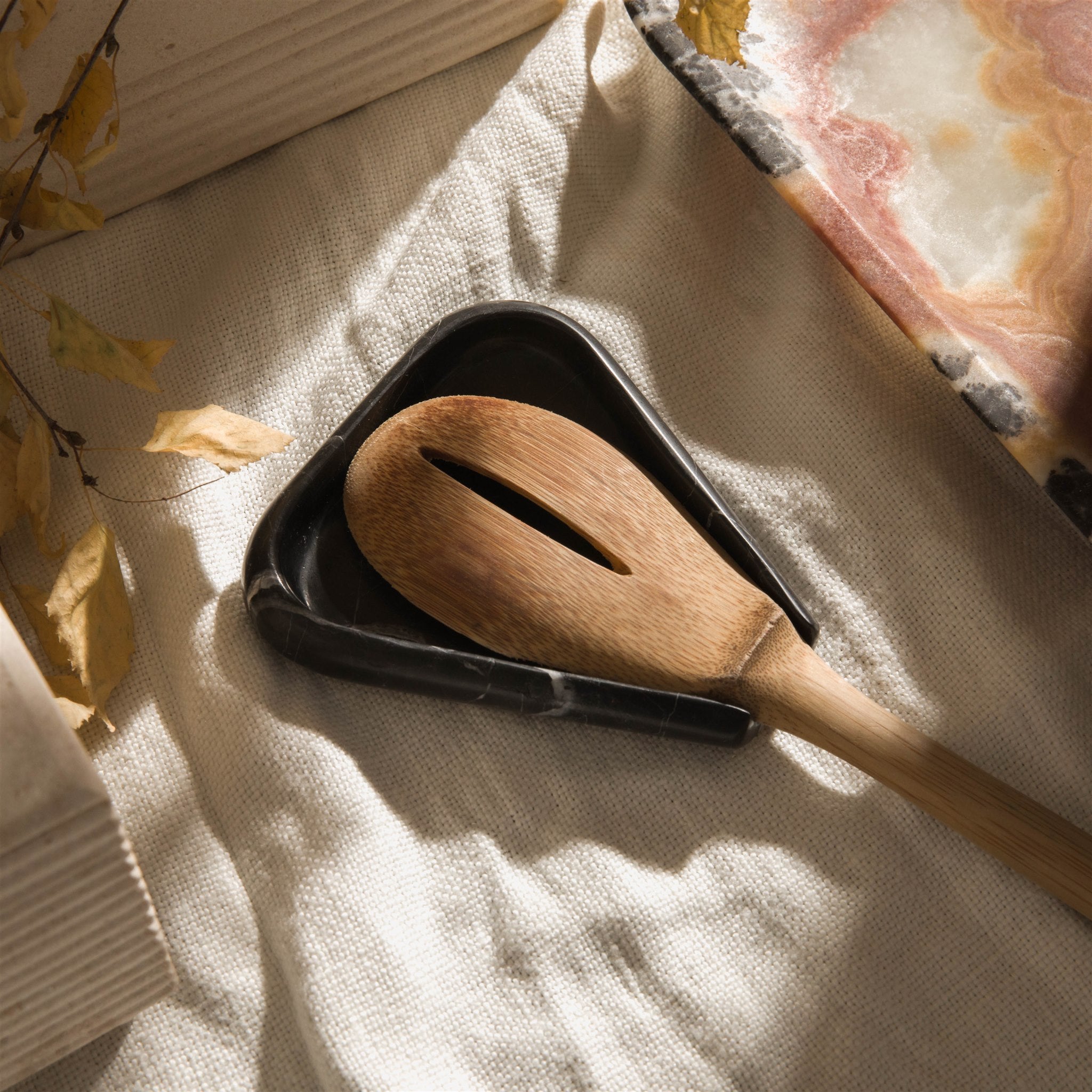 Gaia Stone Spoon Rest - Black Marble - Studio H Collection